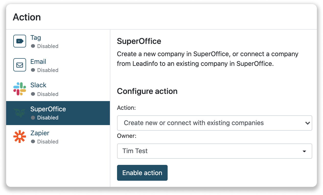 SuperOffice integration